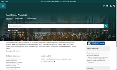 Sociological Abstracts : Montana State University (MSU) Library